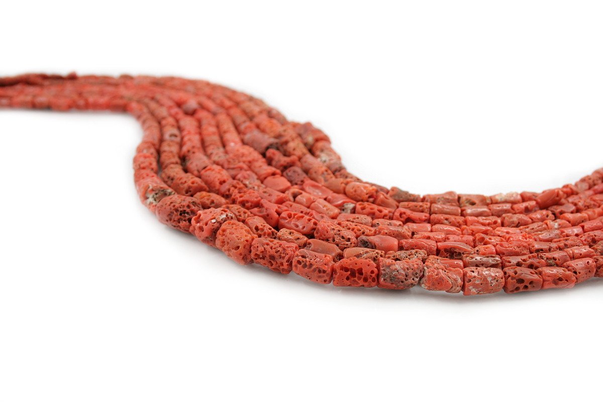 Mediterranean Coral strands gradation cylindrical shape - Coral ...