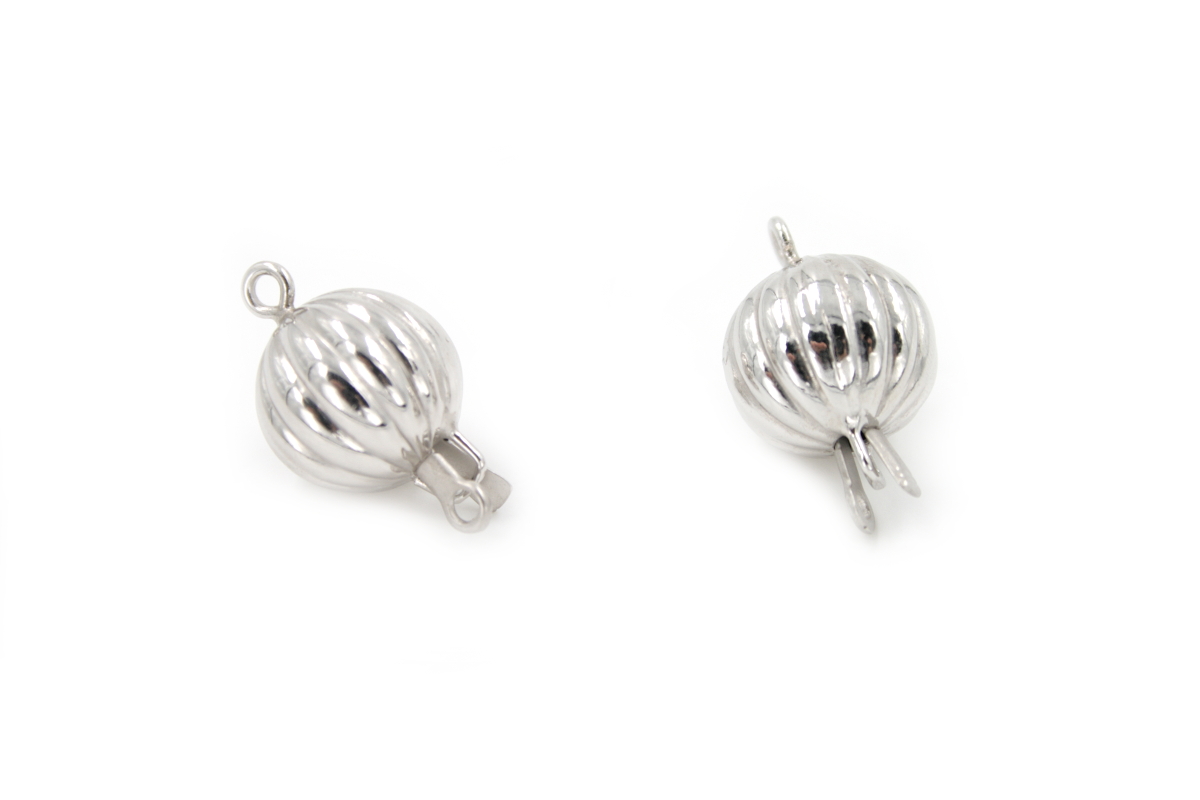 Sterling Silver Clasp grooved sphere shape size 14mm +/- 2.5Gr - Silver ...