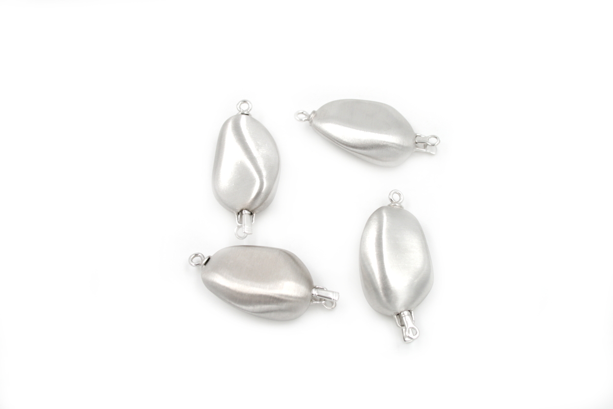 Sterling Silver Clasp frosted stone shape size 26x16mm +/- 4.6Gr ...