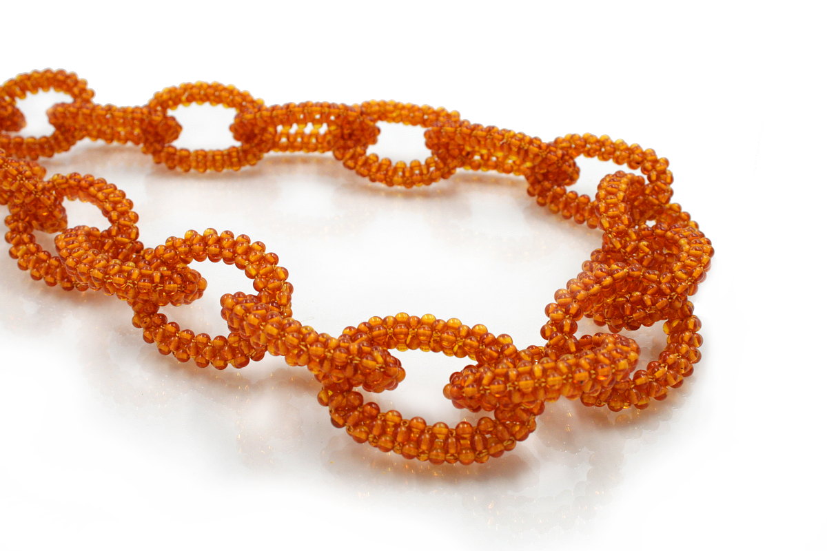 Baltic Amber necklace chain shape with 3mm size sphere - Amber, Strands ...