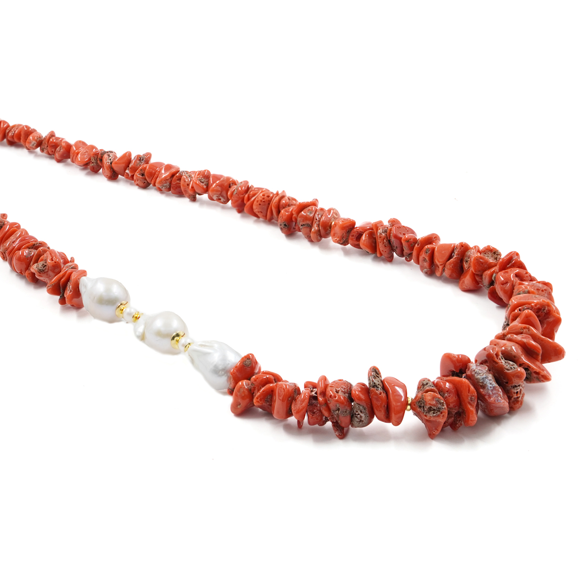 Collana in corallo, perla, chiusura in argento dorato - Gioielli e ...